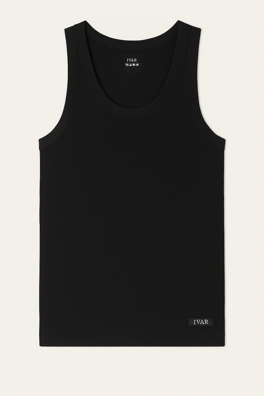 Black Ribbed Vest (100% Combed Cotton) – ivarclothing