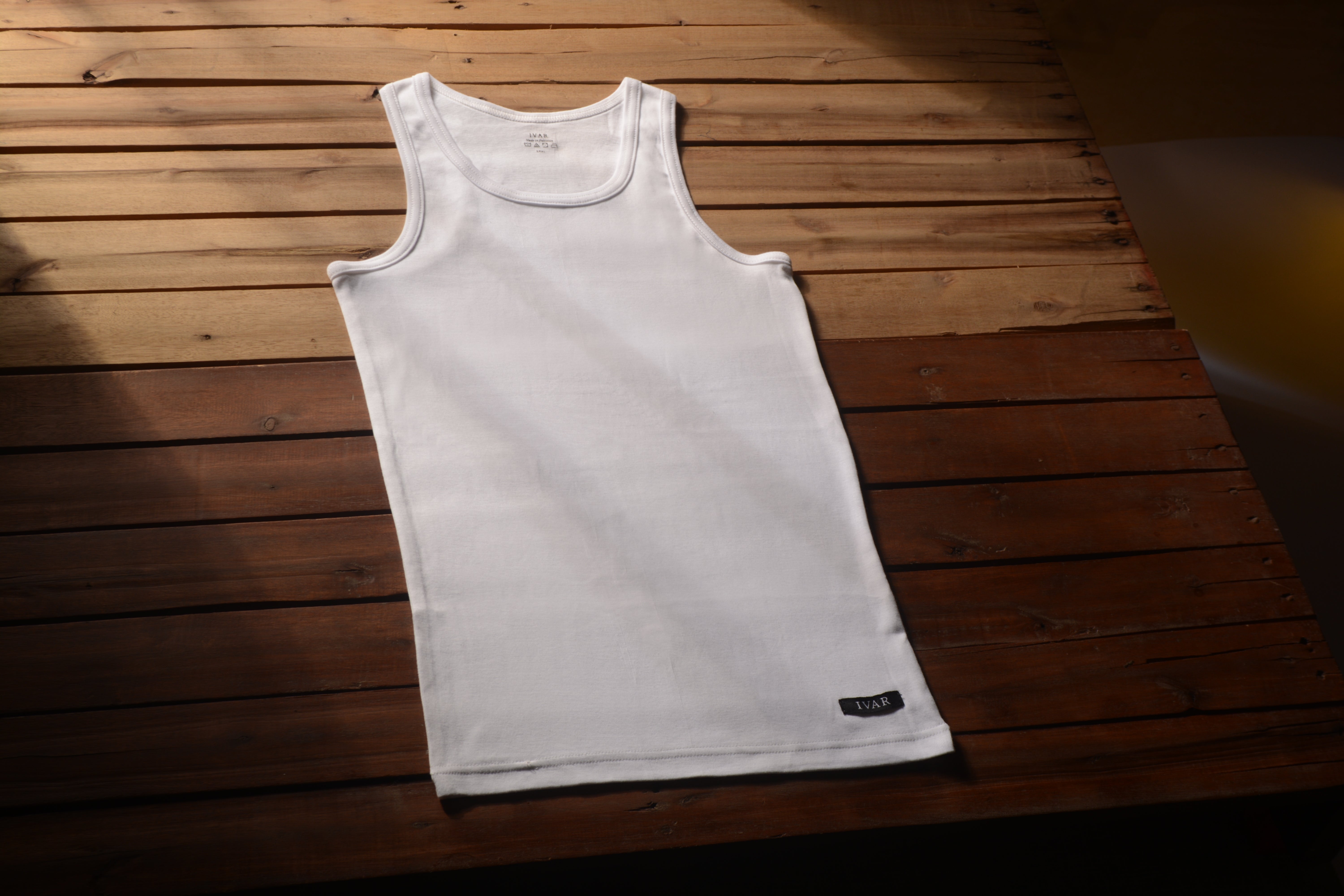 Men’s White Ribbed Vest (100% Combed Cotton) – ivarclothing