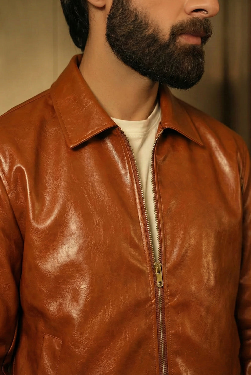 IVAR® Maverick Tan Brown Leather Jacket